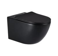 China Floor Mounted Matt Black Monoblok Toilet Luxury Two Piece Bathroom Sets 680x370x830mm for sale