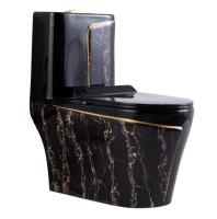 China Advantages of Environmental Glaze in Black Stone One Piece Toilet with Dual-Flush for sale