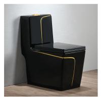 China Traditional Design Style Luxury Black Toilet Set with Cleaning Environmental Glaze for sale