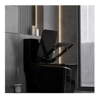 China Traditional Design Style Luxury Black Toilet Set with Cleaning Environmental Glaze for sale