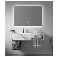 China Single Sink Marble Countertop Bathroom Vanity Combo with Stainless Steel Mirror Frame for sale