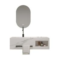China Single Sink Marble Countertop Bathroom Vanity Combo with Stainless Steel Mirror Frame for sale