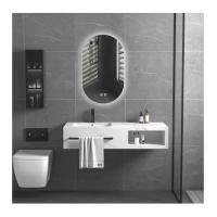 China Single Sink Marble Countertop Bathroom Vanity Combo with Stainless Steel Mirror Frame for sale