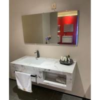 China Single Sink Marble Countertop Bathroom Vanity Combo with Stainless Steel Mirror Frame for sale