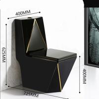 China Modern Ceramic Toilet WC Set with Gold Line Black Gold Color S-Trap One Piece Bathroom for sale