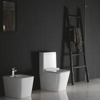 China Round Toilet Bowl Shape 730x425x810mm Glossy Glaze and Matte Black One Piece Toilet for sale