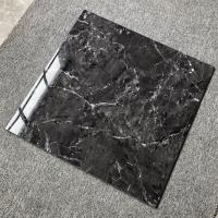 China Porcelanato Super Glossy Black Marble Polished Porcelain Tiles with White Veins 60*60 for sale