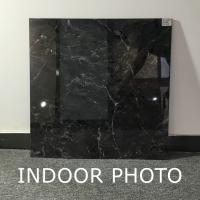 China Porcelanato Super Glossy Black Marble Polished Porcelain Tiles with White Veins 60*60 for sale