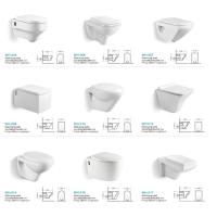 China One Piece Hotel Sanitary Ware Wall Hung Toilet with Slowly Seat Cover P-trap Drainage for sale