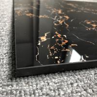 China GLOSSY Double Loading Tiles Imperial Black Golden Tile Fireplace Wall Tiles with Flowers for sale