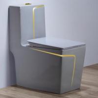 China Modern Square Shape Gold Ceramic Bathroom WC Toilet Bowl One Piece 2022 Sanitary Ware for sale