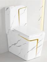 China Modern Square Shape Gold Ceramic Bathroom WC Toilet Bowl One Piece 2022 Sanitary Ware for sale