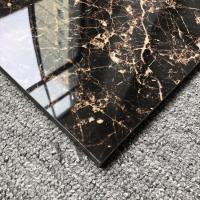 China Black Gold Marble Floor Tile for Gold and Black Bathroom Porcelain 30x30 ACCENTS Skirting for sale