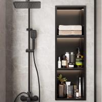 China Modern Design 304 Stainless Recessed Shower Wall Niche with Gold Porcelain Tile Insert for sale