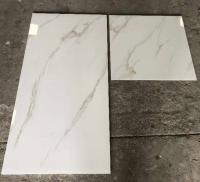 China Apartment Flooring 600x600 Glazed Porcelain White Glossy Ceramic Calacatta Gold Tiles for sale