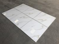 China Apartment Flooring 600x600 Glazed Porcelain White Glossy Ceramic Calacatta Gold Tiles for sale