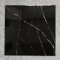 China 600x600 Porcelain Glazed Floor Wall Tiles in Black with White Veins Stone Imitation Texture for sale