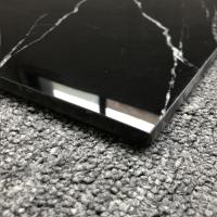China 600x600 Porcelain Glazed Floor Wall Tiles in Black with White Veins Stone Imitation Texture for sale