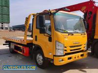China ISUZU ELF 98hp Flat Bed Tow Truck KV100 4200mm 4 ton heavy duty for sale