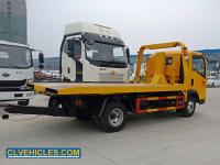 China ISUZU ELF 98hp Flat Bed Tow Truck KV100 4200mm 4 ton heavy duty for sale