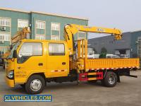 China ISUZU 600P 130hp  Powerful Crane Truck 3500kg Crew Cabin 4X2 3 Arm for sale