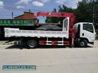 China ISUZU 700P ELF Cargo Crane Truck 4X2 190hp Straight Arm 5 ton for sale