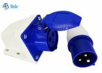 China 220-250V 16A Industrial Connector Male And Female Single Phase 2P+E Blue Color Wall Mounted Type for sale