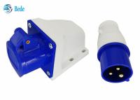 China 220-250V 16A Industrial Connector Male And Female Single Phase 2P+E Blue Color Wall Mounted Type for sale