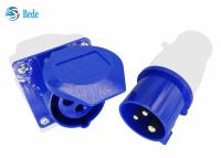 China 220-250V 16A Industrial Connector Male And Female Single Phase 2P+E Blue Color Wall Mounted Type for sale
