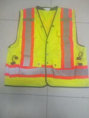 China Custom Safety Vest With Pockets Fluorescent Green Reflective Safety Vest for sale