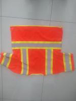 China Zipper High Visibility Safety Vest Polyester Orange Safety Vest With Pockets for sale