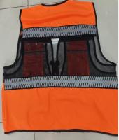China Polyester Orange Reflective Vest 120g Men'S Safety Vest With Pockets for sale