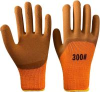China 7 Gauge Latex Gloves Orange Terry Liner Latex Coated Gloves For Winter Work for sale