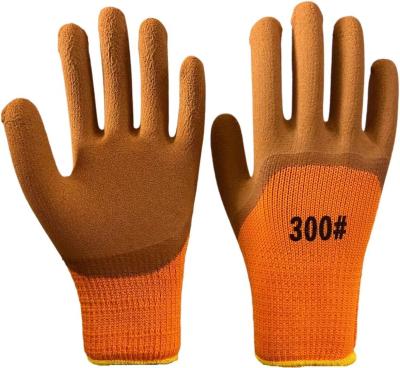 China 7 Gauge Latex Gloves Orange Terry Liner Latex Coated Gloves For Winter Work for sale