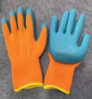 China winter  use good  abrasion  resistance latex  coated  work   gloves  7 gauge orange terry  liner  coated  with  rubber  grain safety work  gloves for sale