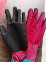 China latex  coated  work  gloves   13  gauge  U3  polyester  coated with   latex  sandy  finish    safety work gloves for sale