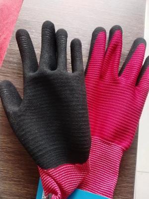 China latex  coated  work  gloves   13  gauge  U3  polyester  coated with   latex  sandy  finish    safety work gloves for sale