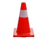 China 45cm 18 Inch Orange PVC Traffic Cones Hi Visibility PVC Safety Cone With Reflective Tape for sale