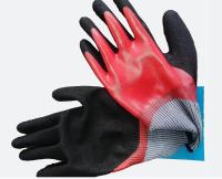 China Polyester Sandy Nitrile Coated Gloves Black Nitrile Grip Work Gloves for sale