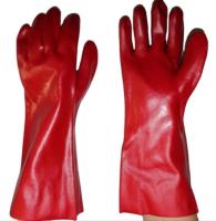 China 30cm 40cm Double Dipped PVC Gloves Long Sleeve Red PVC Coated Gloves For Electrical for sale