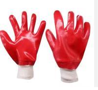 China Red Pvc Smooth Surface Oil Resistant Acid And Alkali Resistant Industrial Working Red Pvc Coated Glove for sale