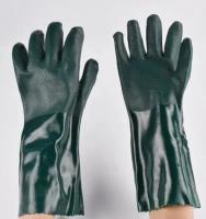 China 35cm Cold Weather PVC Gloves Flock Cotton Lined Dark Green PVC Heavy Duty Gloves for sale