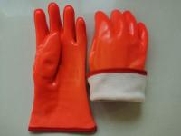 China 35cm Fluorescent Cold Weather PVC Gloves PVC Long Cuff Oil Resistant Gloves for sale