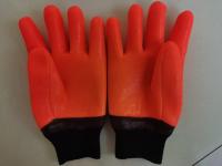China Orange PVC Coated Gloves 27cm Acid Resistant Cold Proof Chemical Protection Gloves for sale