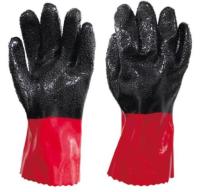 China OEM Red Black PVC Dipped Gloves 30cm PVC Coated Insulated Gloves for sale
