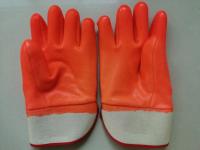 China Fluorescent Orange Oil Resistant Insulated PVC Gloves Fully Coated PVC Dipped Gloves for sale