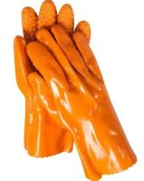 China 27CM Insulated PVC Coated Gloves Orange PVC Chemical Resistant Gloves for sale