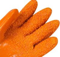 China 27CM Insulated PVC Coated Gloves Orange PVC Chemical Resistant Gloves for sale