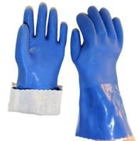 China Heavy Duty Chemical Gloves Blue PVC Coated Gloves For Electrical for sale