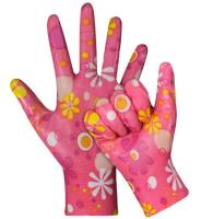 China 13G Flower Floral Printed PU Dipped Gloves For Woman Workers Garden Working for sale